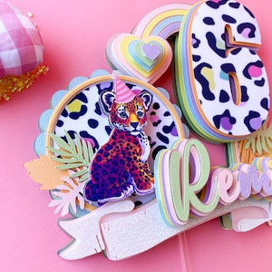 Rainbow Cheetah Print Cake Topper, Rainbow Cheetah Pastel Colors,animal ...