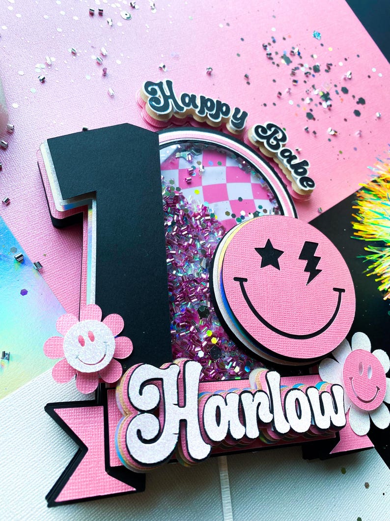 Happy Babe Birthday Cake Topper: Shaker 3D Smile Face - Etsy