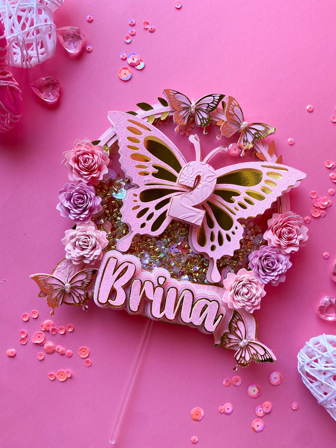 Butterfly Pink Cake Topper,butterfly Patry,baby Shower Butterfly Theme ...