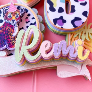 Rainbow Cheetah Print Cake Topper, Rainbow Cheetah Pastel Colors,animal ...