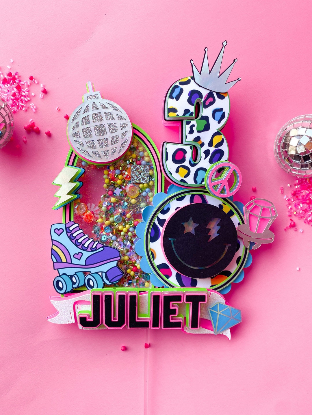 Rainbow Cheetah Print Cake Topper, Rainbow Cheetah Neon Colors,animal ...