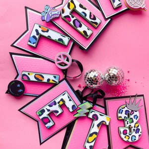 Cheetah Print Name Banner,rainbow Cheetha Print Banner,birthday Banner ...