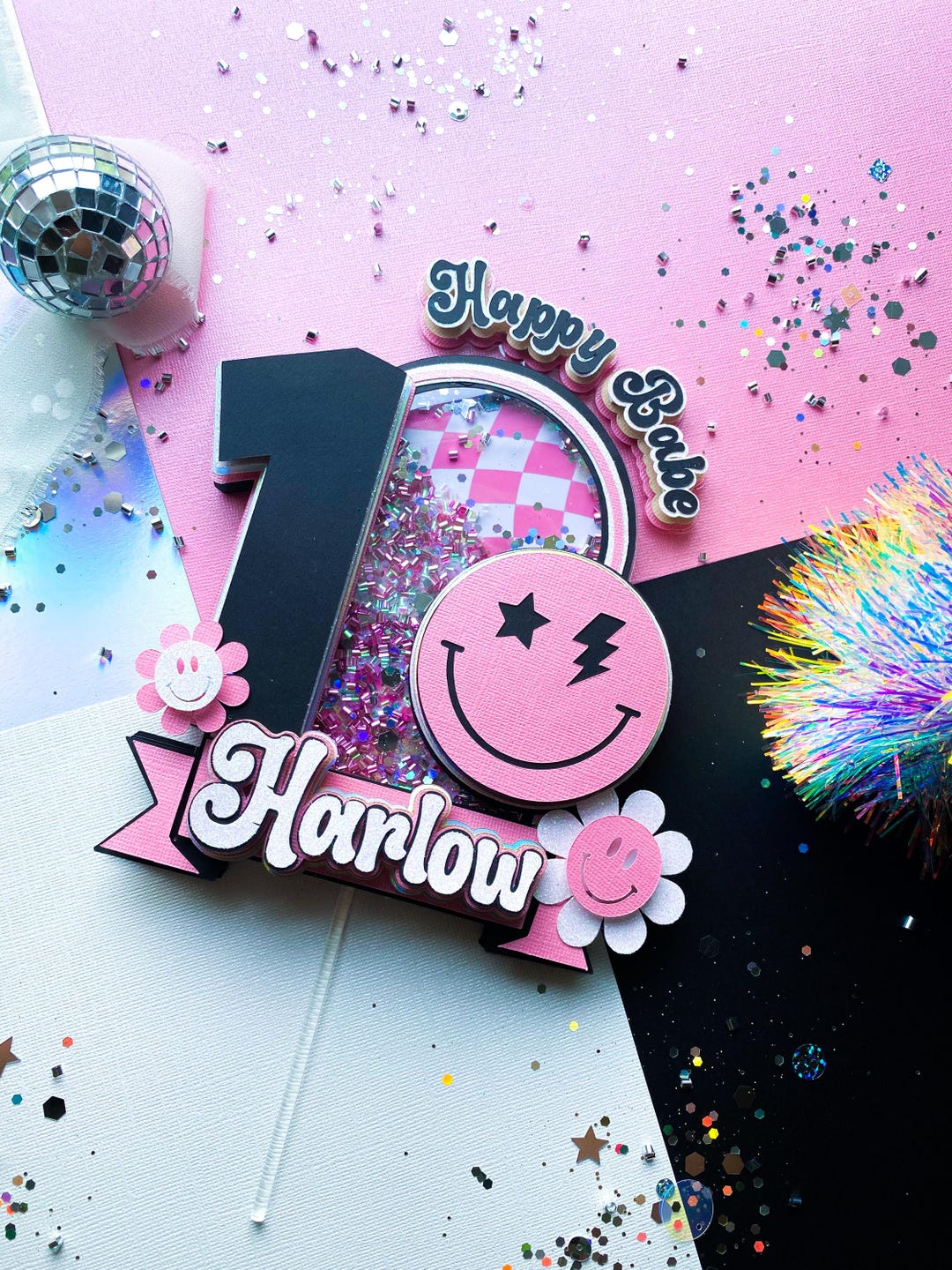 Happy Babe Birthday Cake Topper: Shaker 3D Smile Face - Etsy