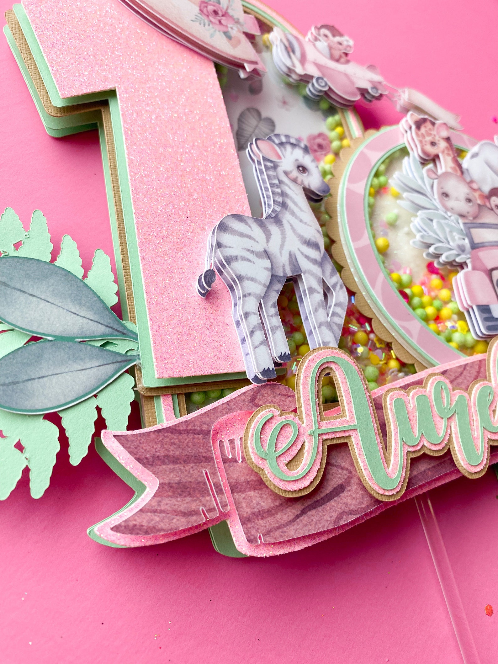 Wild One Pink Cake Topper Safari Cake Toppeanimals Cake - Etsy