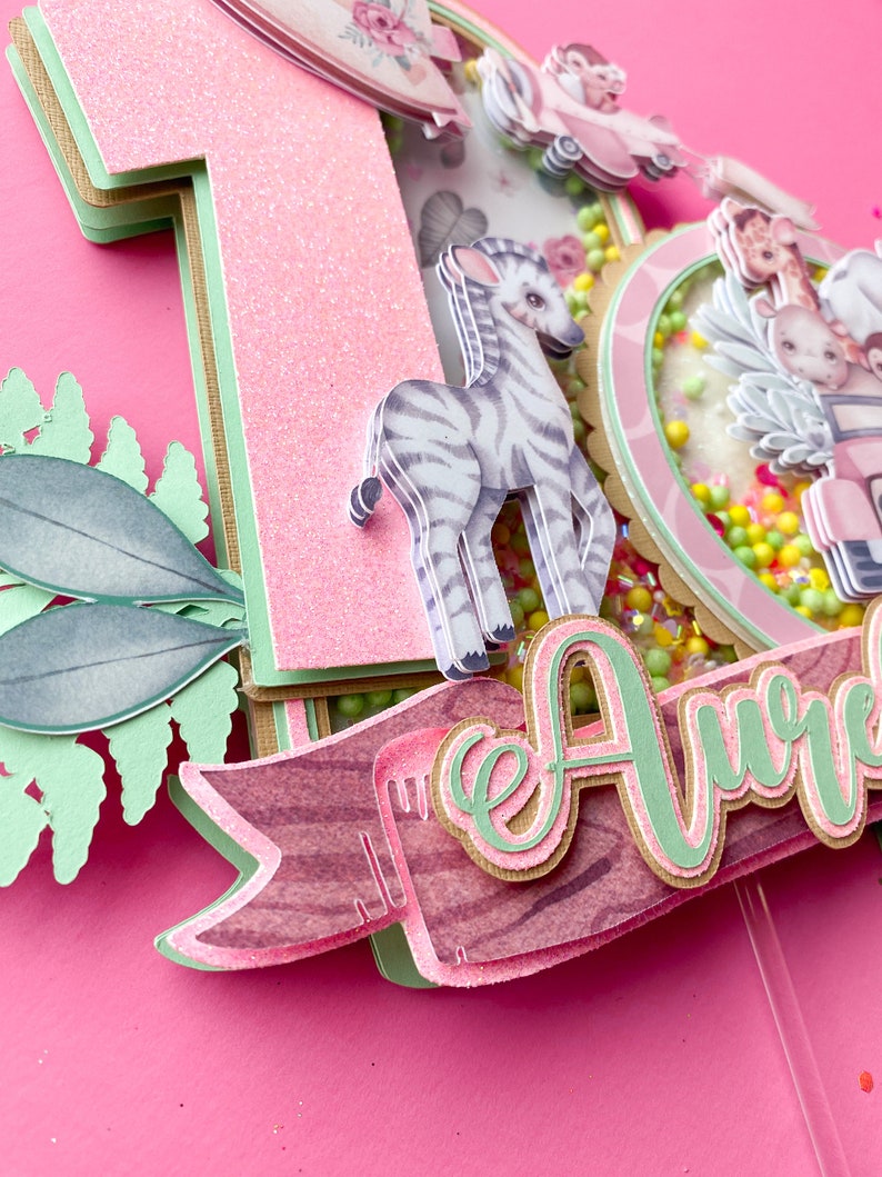 Wild One Pink Cake Topper Safari Cake Toppeanimals Cake - Etsy