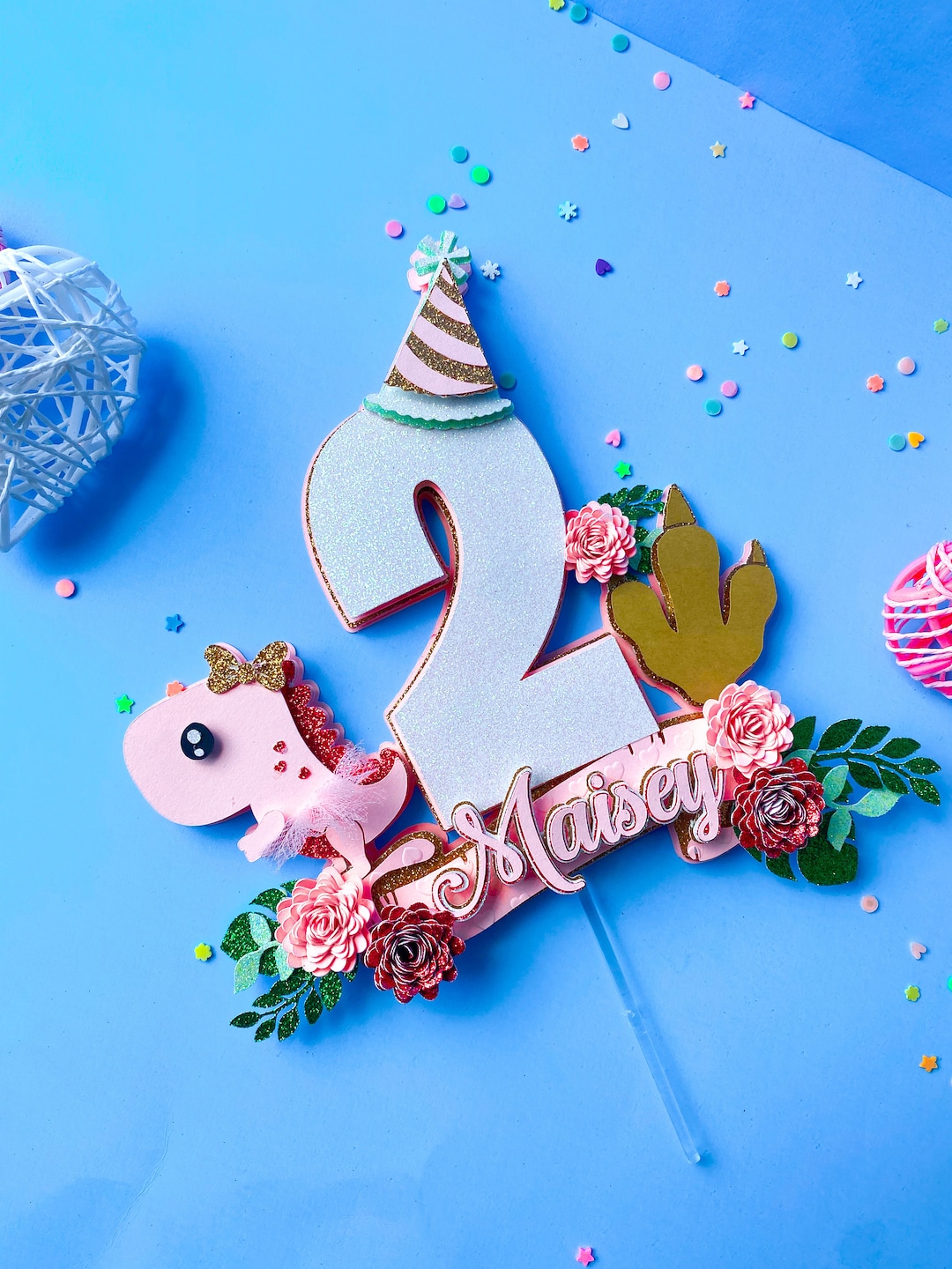 Pink Dinosaur Cake Topper,dinosaur Birthday Party,dinosaur Theme Party ...