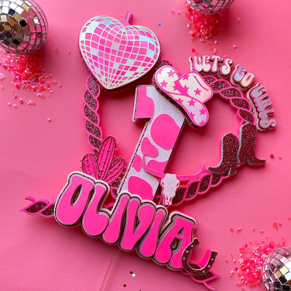 Disco Cowgirl First Birthday Cake Topper - Etsy