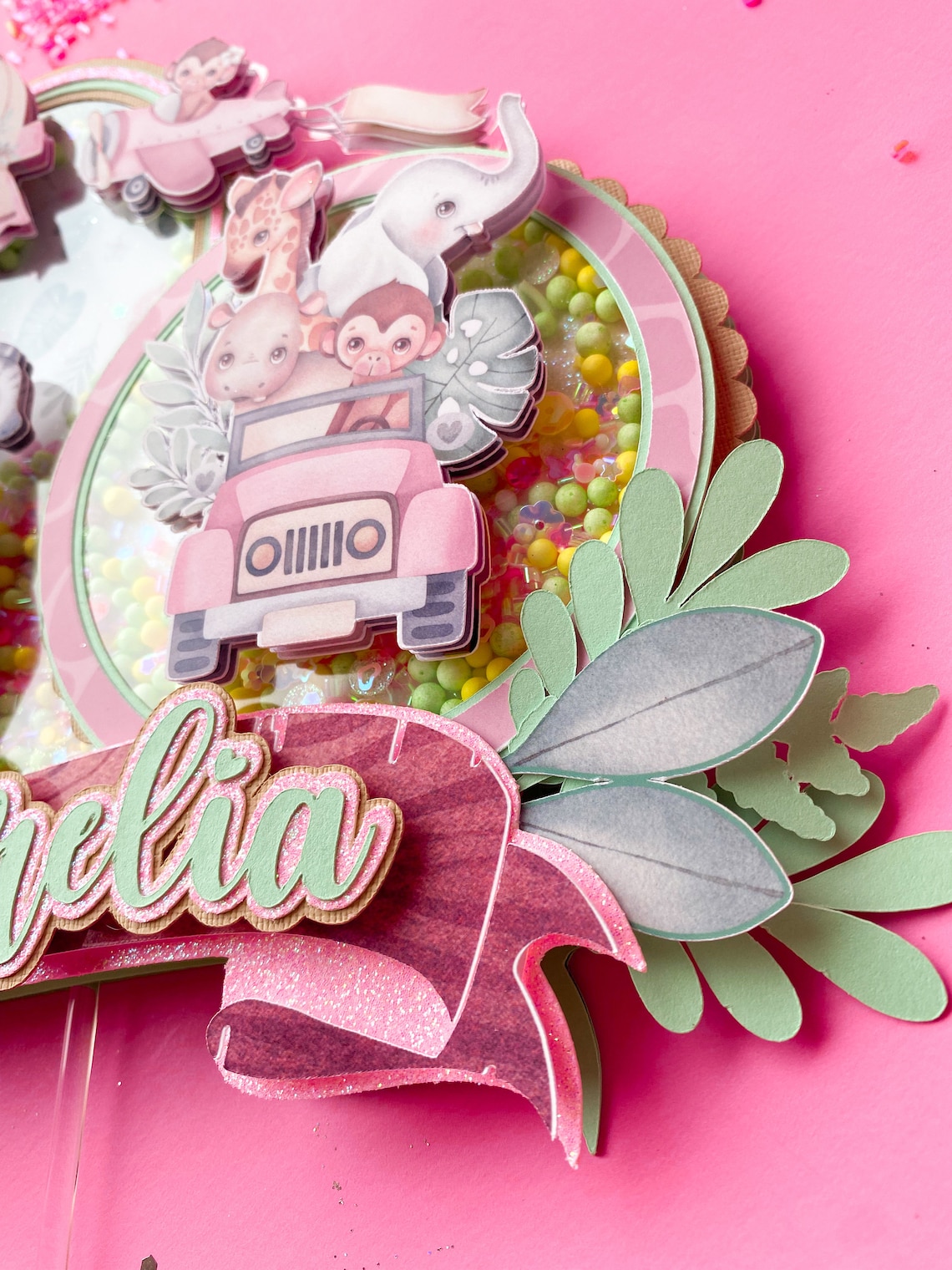 Wild One Pink Cake Topper Safari Cake Toppeanimals Cake - Etsy