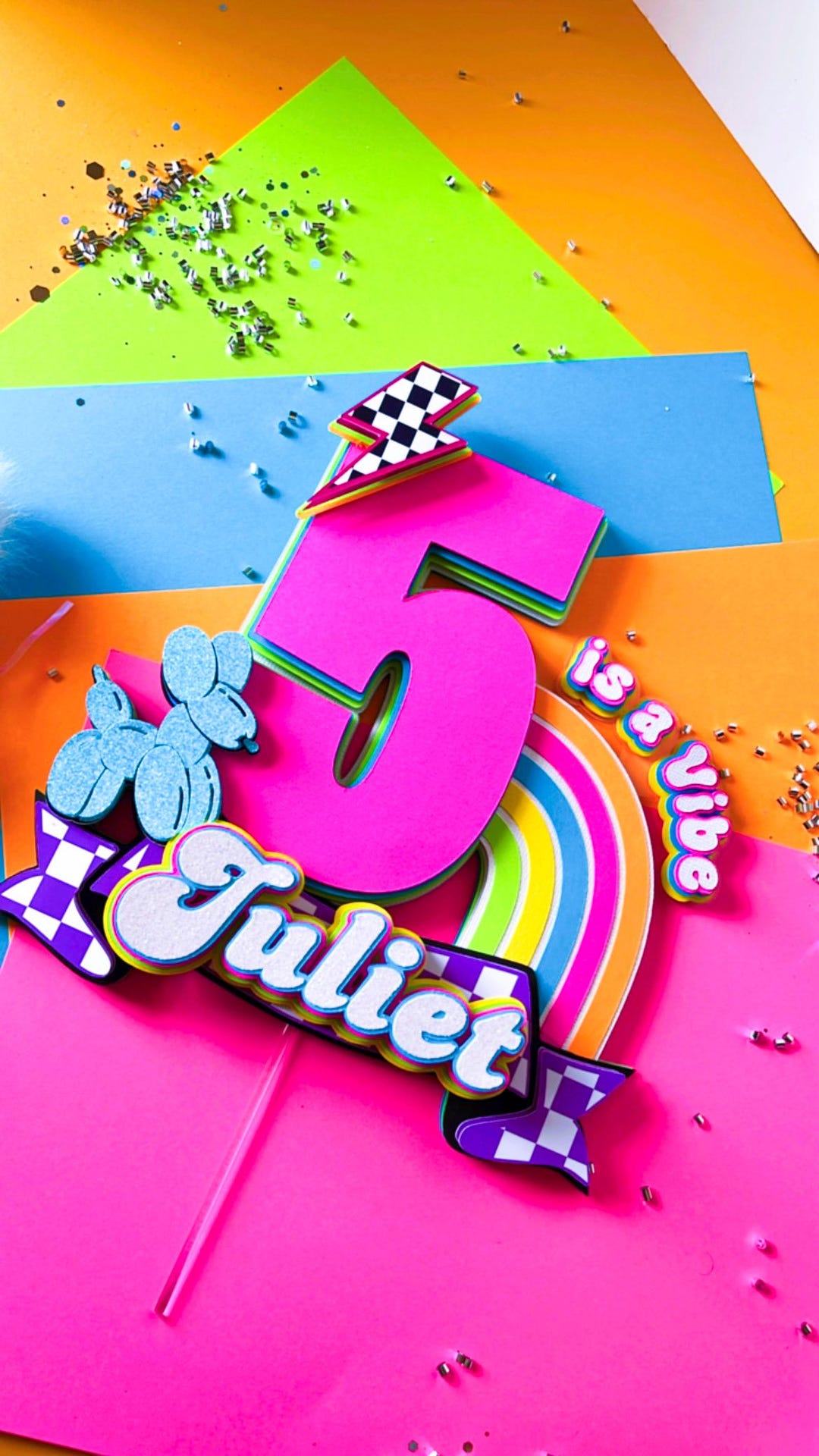 Groovy Five is a Vibe Cake Topper Retro Birthday Party Groovy Theme ...