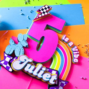 Groovy Five is a Vibe Cake Topper Retro Birthday Party Groovy Theme ...