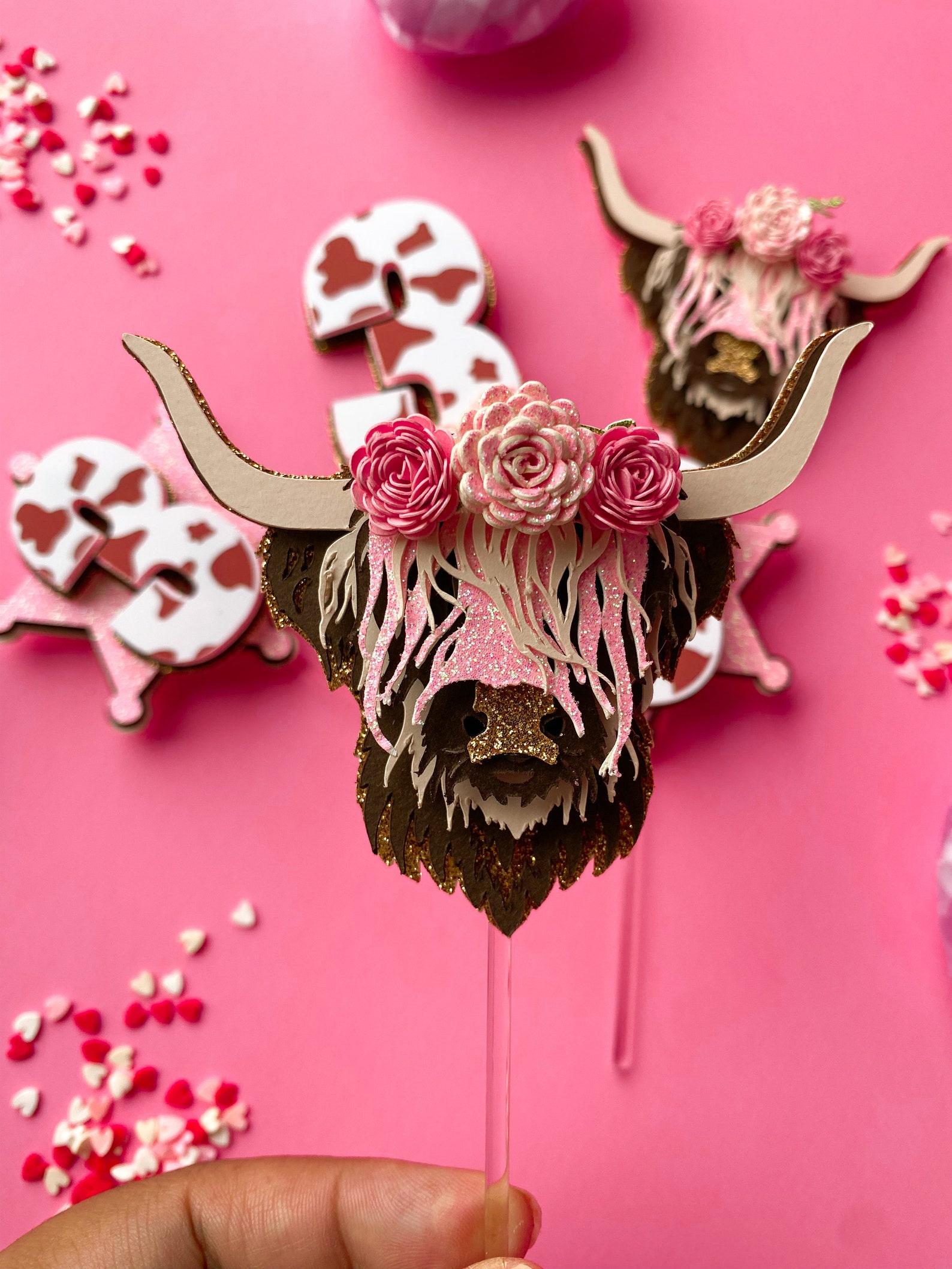 Highland Cow Cake Topper, Highland Cow Birthday Theme,cow Girl Birthday ...