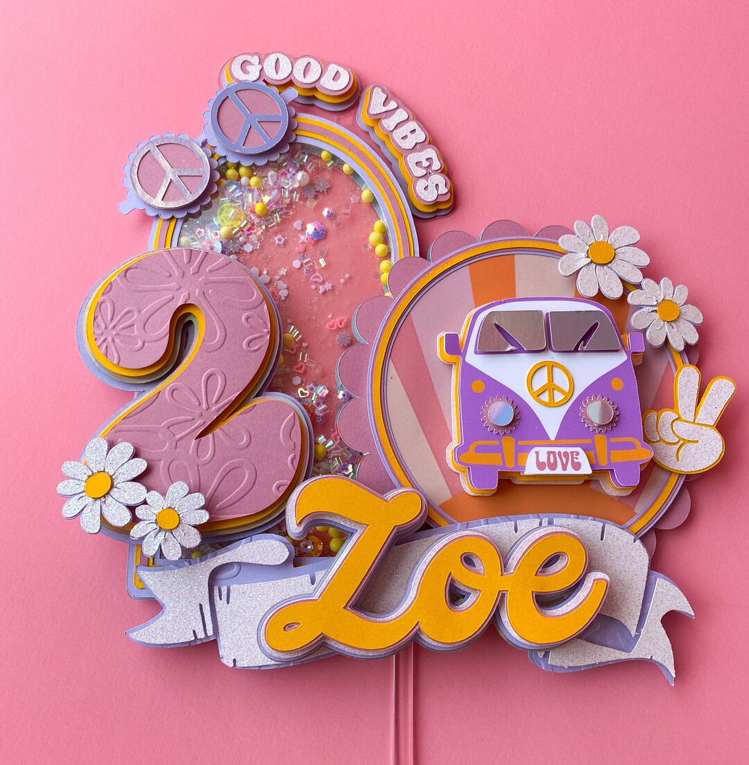 Two Groovy Cake Topper,groovy Birthday Party,groovy Theme Birthday ...