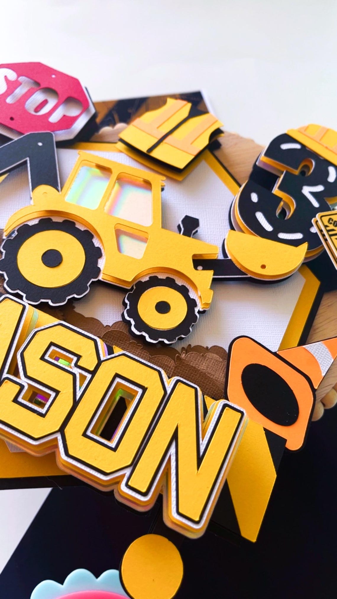 Construction Cake Topper Excavator Birthday Party Decor Construction ...
