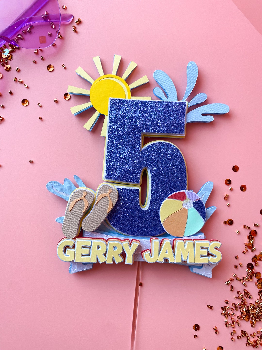 Pool Party Cake Topper, Summer Party Theme Birthday, Beach Theme Party ...