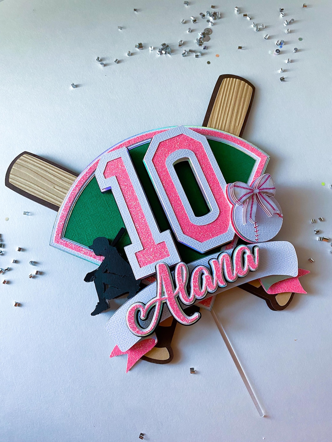 Personalized Glitter Baseball Cake Topper: Home Run Birthday Party ...