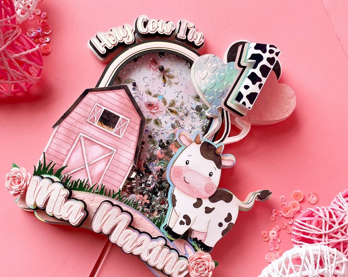 Farm Animals Cake Topper,pink Farm Cow Birthday Theme,farm Girl ...