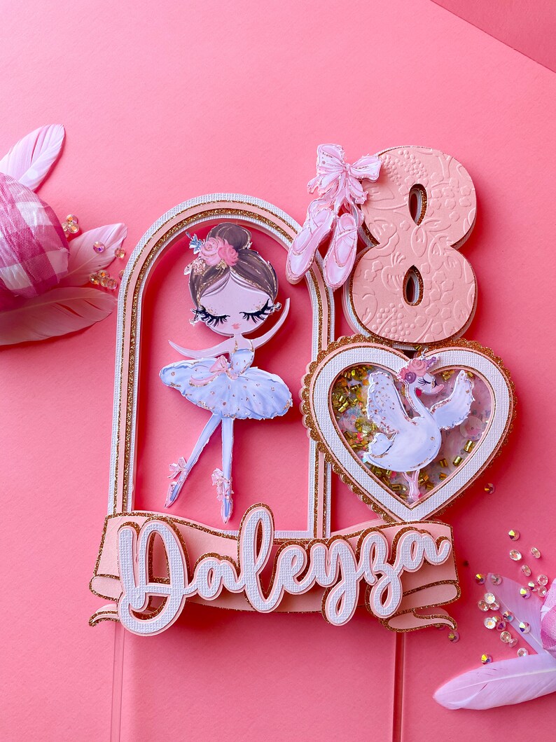 Pink & Gold Ballerina Cake Topper: Shaker Birthday Party Decoration - Etsy