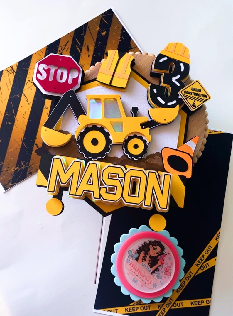 Construction Cake Topper Excavator Birthday Party Decor Construction ...