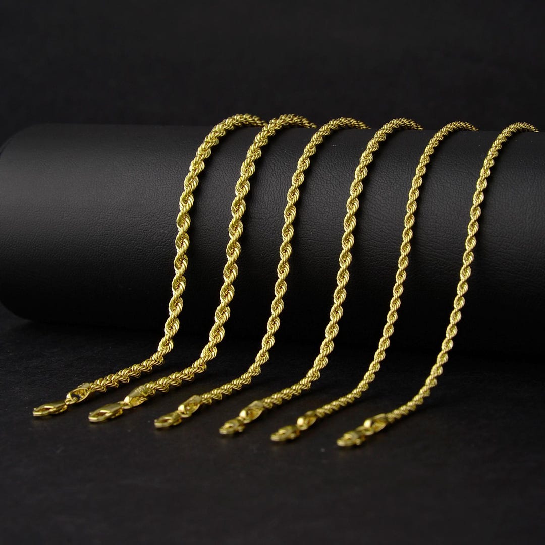 14K Real Gold Rope Chain Bracelet, 14K Gold Thick Rope Chain Bracelet ...