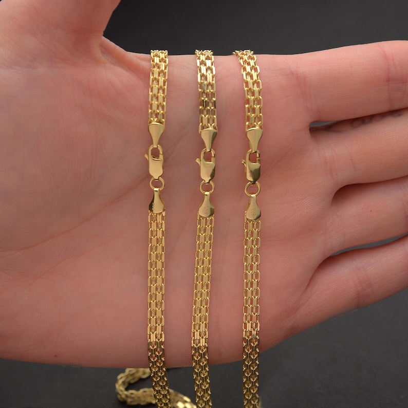 14K Solid Gold Bismark Necklace, 14K Gold Bismark Chain, Gold Chain ...