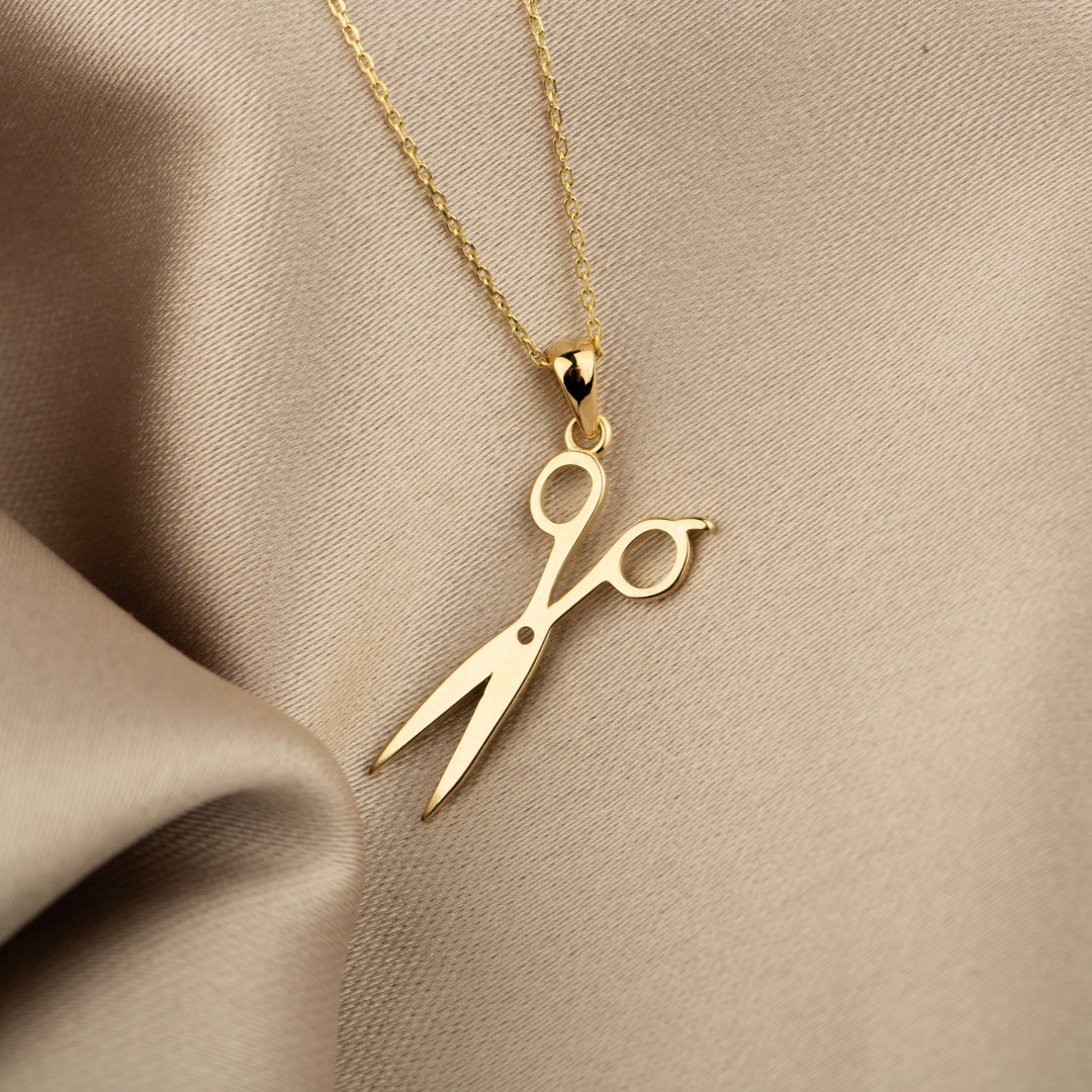 14k Solid Gold Scissor Necklace-scissors Necklace-necklace for ...