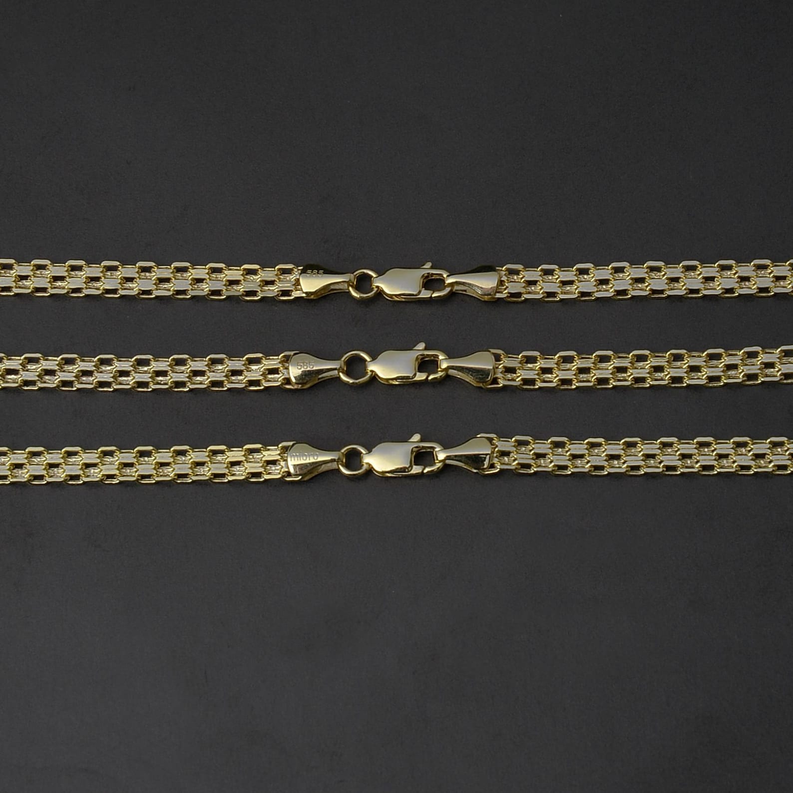 14K Gold Bismark Necklace, 14K Gold Bismark Chain, Gold Chain Necklace ...