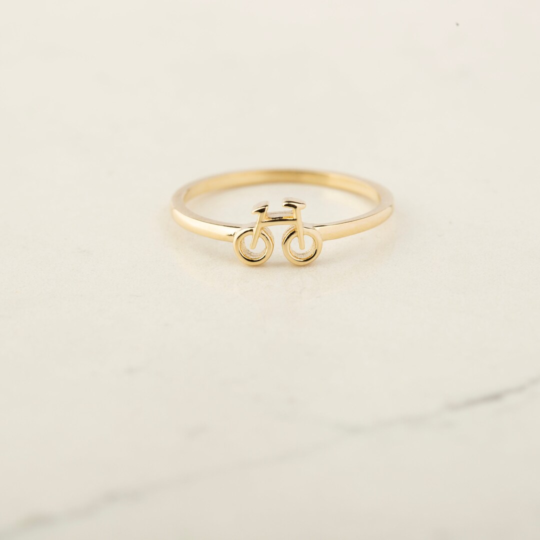 14K Gold Bicycle Ring / Cute Ring / 14k Gold Bike Ring / Cute Gold Ring ...