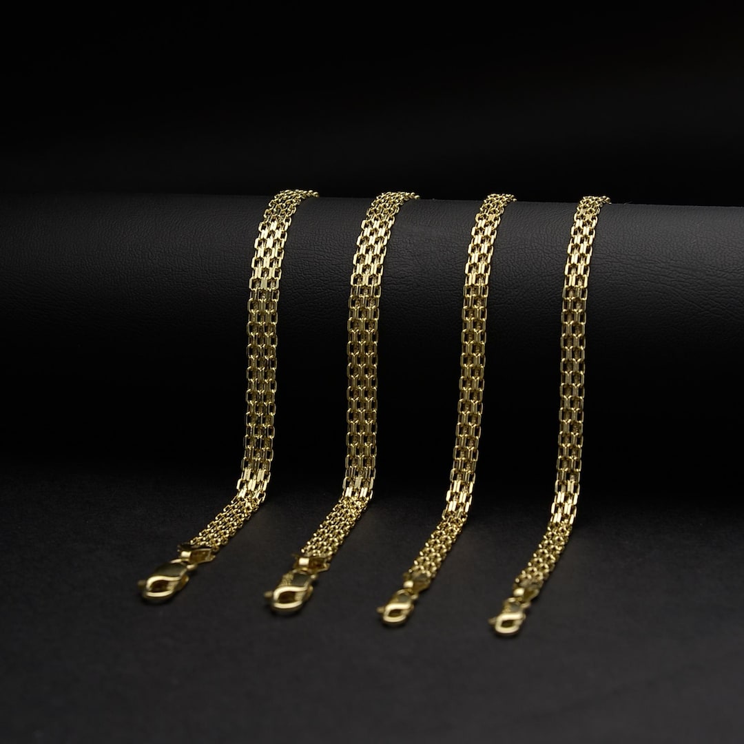 14K Solid Gold Bismark Bracelet / Curb Chain Bracelet / Cute Bracelet ...