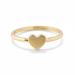 14K Solid Gold Heart Ring: Skinny Stacking Band - Etsy