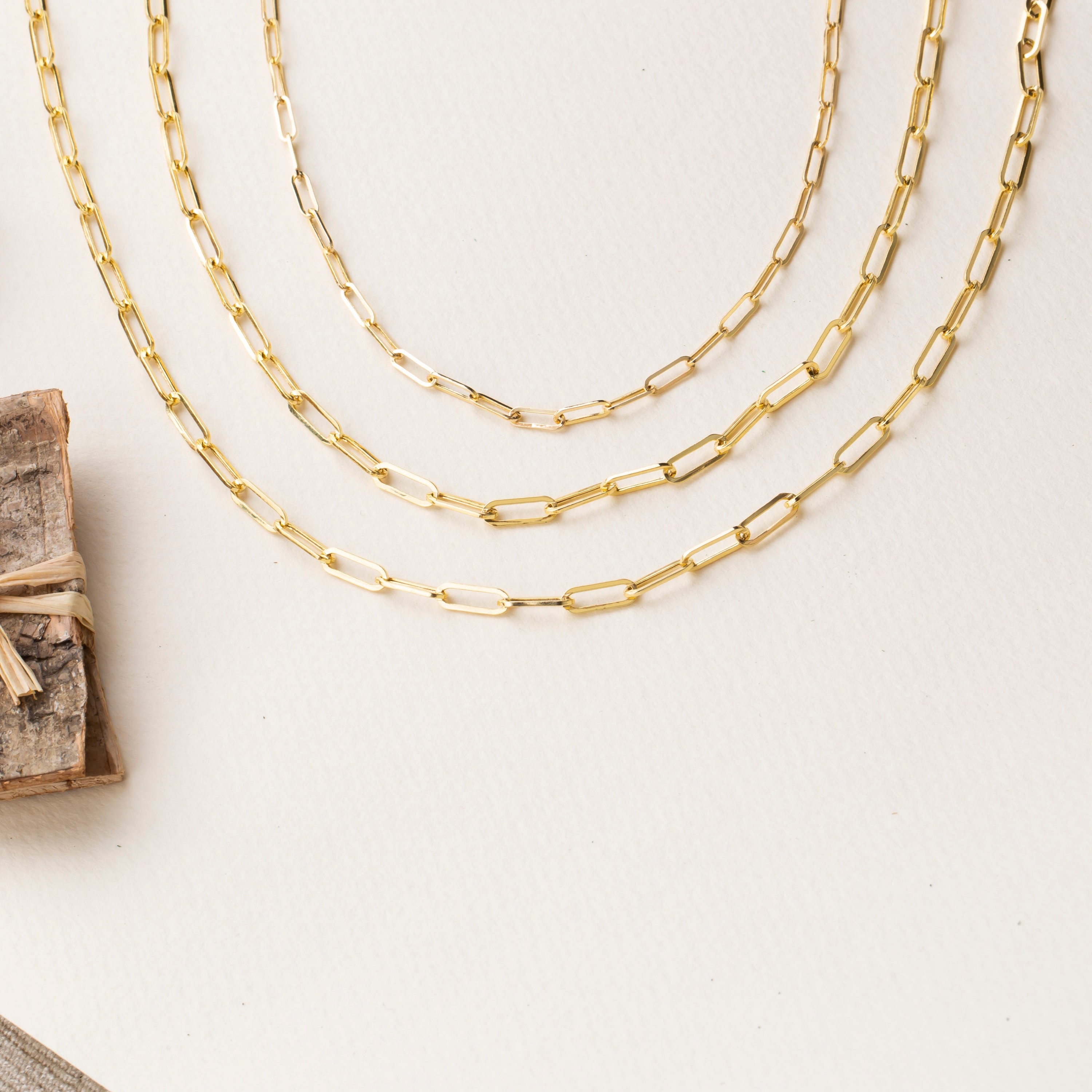 14K Solid Gold Paperclip Chain Necklace / Cute Necklace / 14k - Etsy