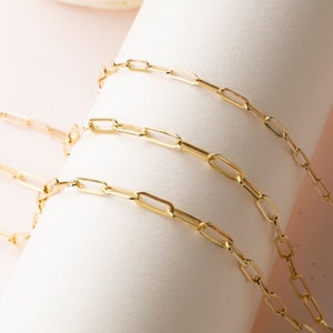 14K Solid Gold Paperclip Chain Necklace, Real Gold, 3 Sizes, Minimalist ...