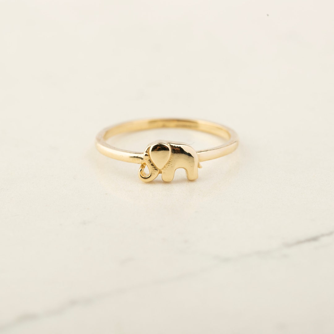 14K Solid Gold Elephant Ring -rose Gold Elephant Ring -white Gold ...