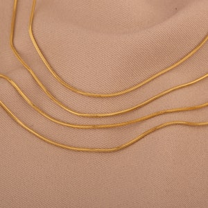 14K Solid Gold Round Snakechain Necklace Solid Gold 1.25mm Snakechain ...