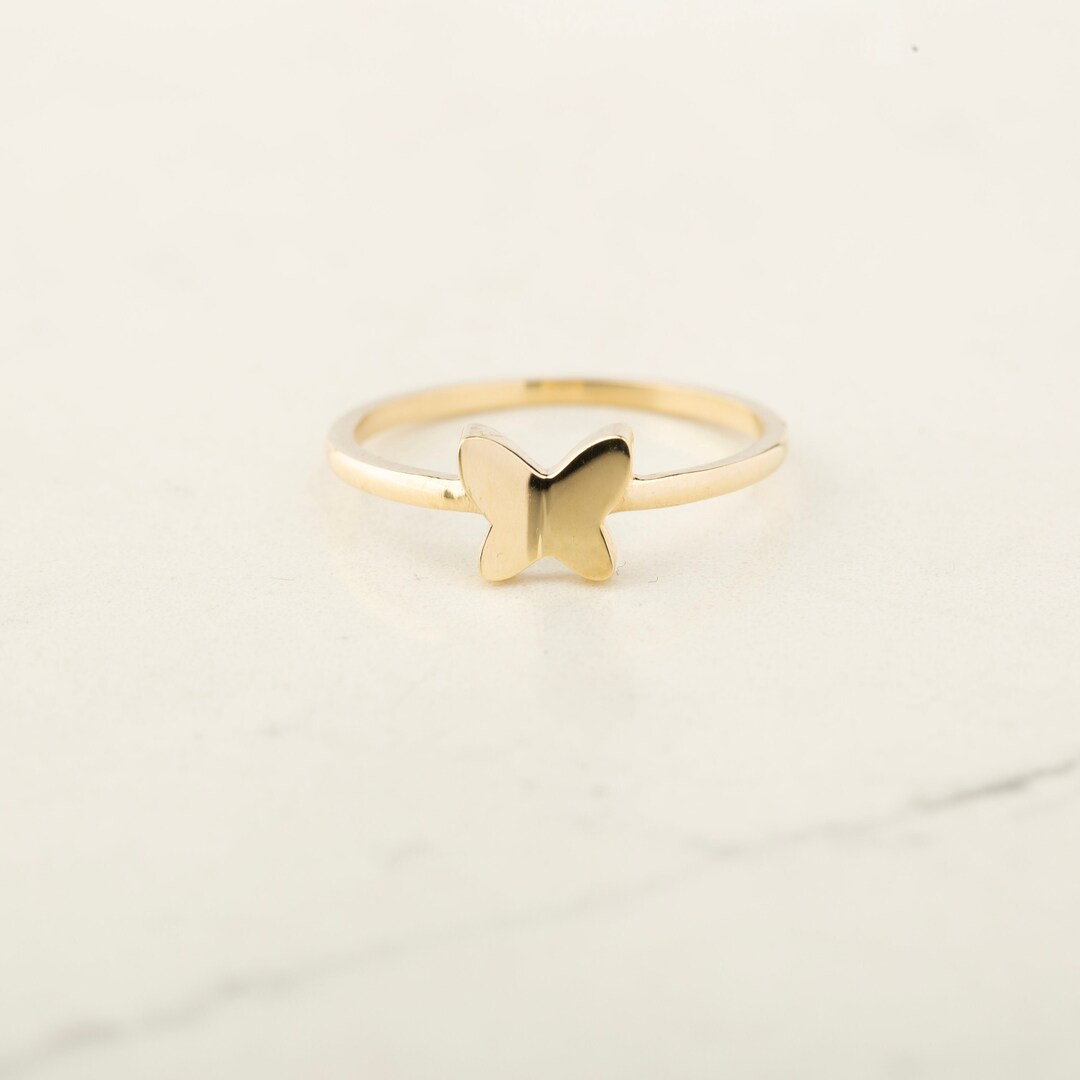 14K Solid Gold Butterfly Ring - 14k Rose Gold Butterfly Ring - 14k ...