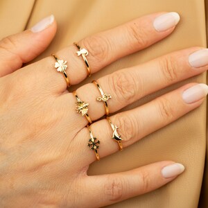 14K Solid Gold Thunderbolt Ring - Solid Gold Lighting Bolt - Cute Bolt ...