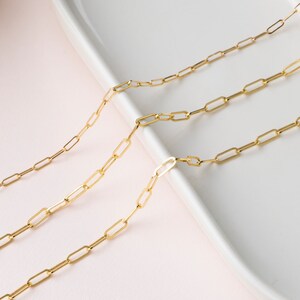 14K Solid Gold Paperclip Chain Necklace / Cute Necklace / 14k Gold ...