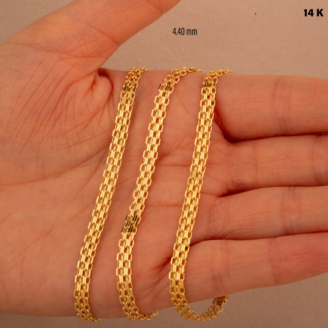 14K Solid Gold Bismark Bracelet / Curb Chain Bracelet / Cute Bracelet ...