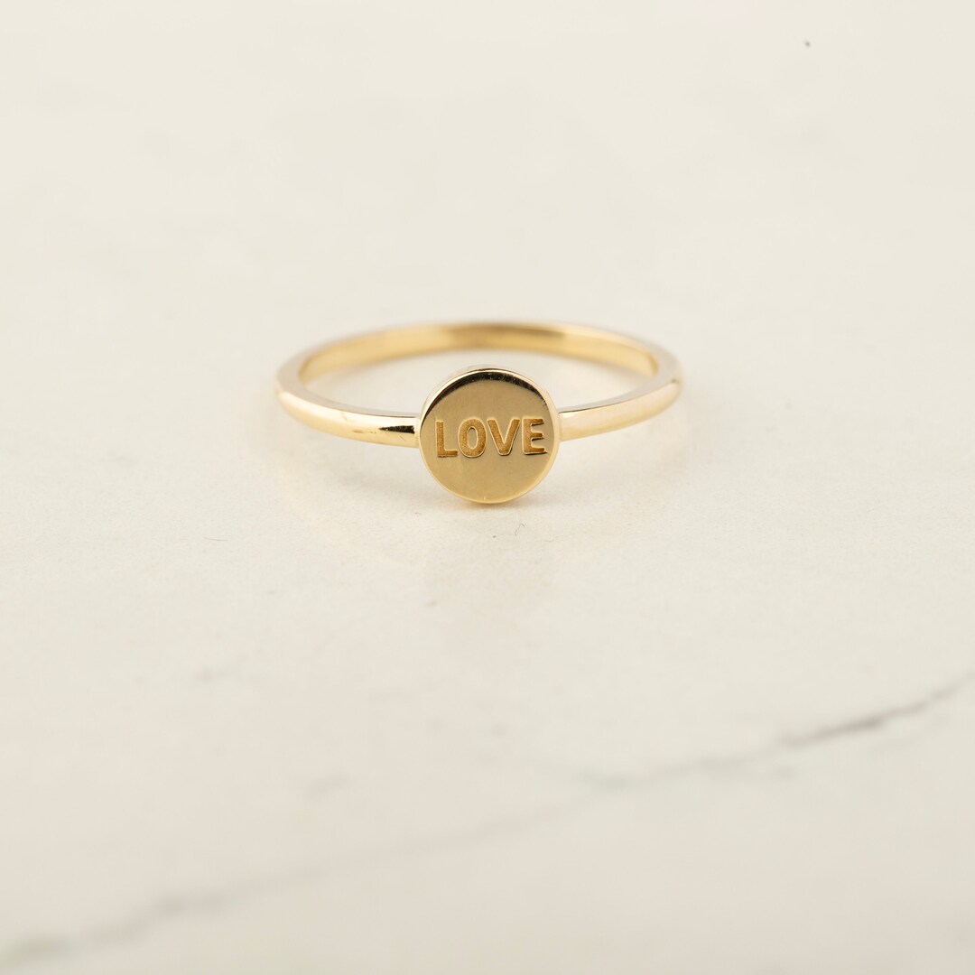 14K Solid Gold Love Ring Gold Friendship Love Ring Gold Couple Love ...
