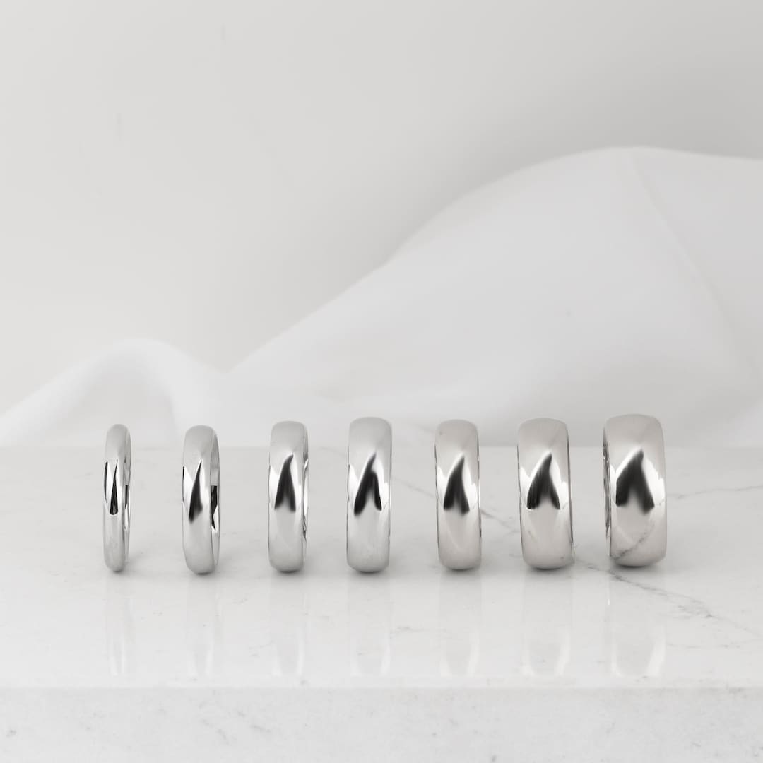 14k Real White Gold Personalized Wedding Bands With Free Engraving ...