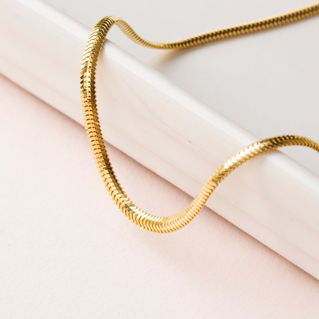 14k Gold Snakechain Necklace / 14k Gold Snake Chain Necklace / Gold ...