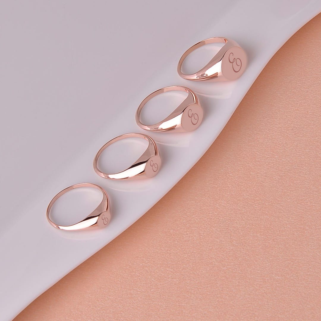 14K & 18K Solid Rose Gold Signet Rings, Engraved Signet Ring, Solid ...