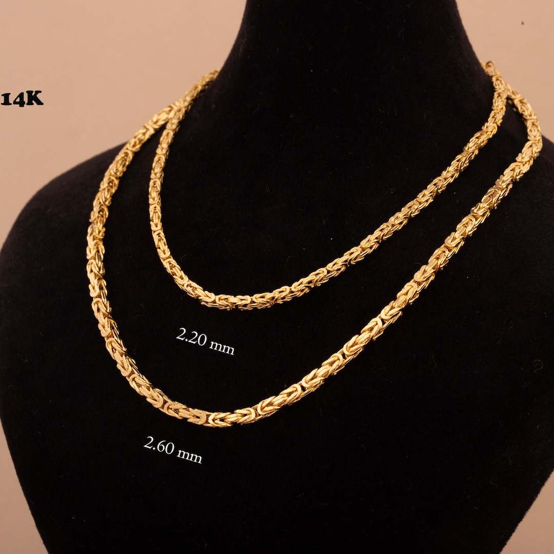 14K Real Gold Byzantine Chain Necklace 14K Gold Byzantine Rope Chain ...