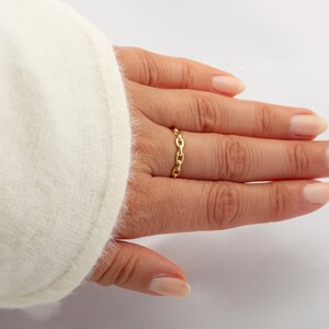 14K Solid Gold Chain Link Ring - Bold Paperclip Design - Etsy