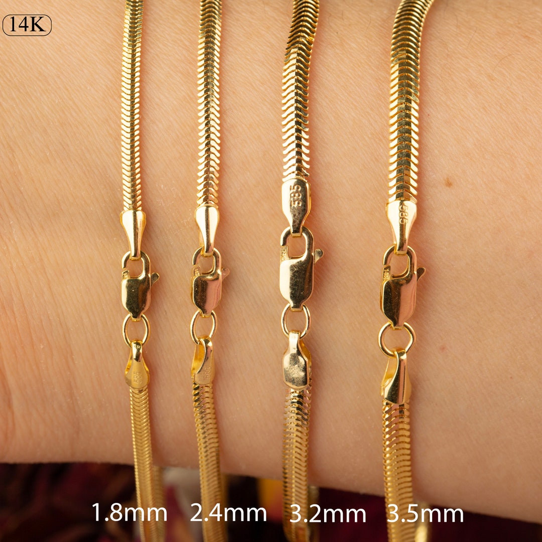 14k Gold Snakechain Bracelet / 14k Gold Snake Chain Bracelet / Gold ...