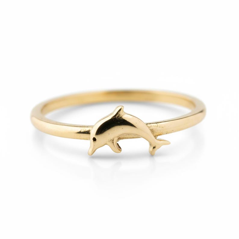 14K Gold Dolphin Ring / Cute Dolphin Ring / 14k Gold Dolphin Ring ...