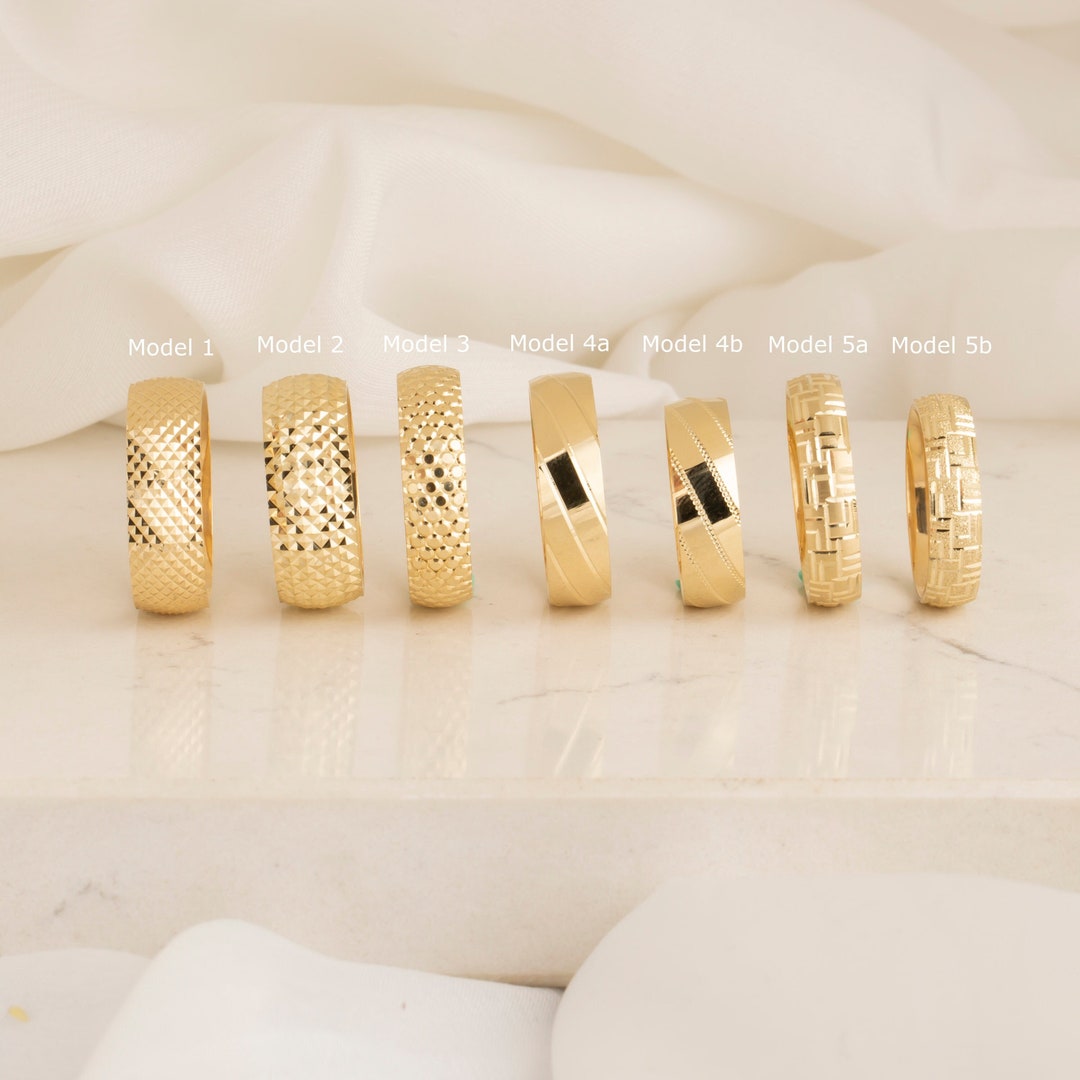 14K & 18K Solid Gold Wedding Bands Designer Wedding Rings Patterned ...