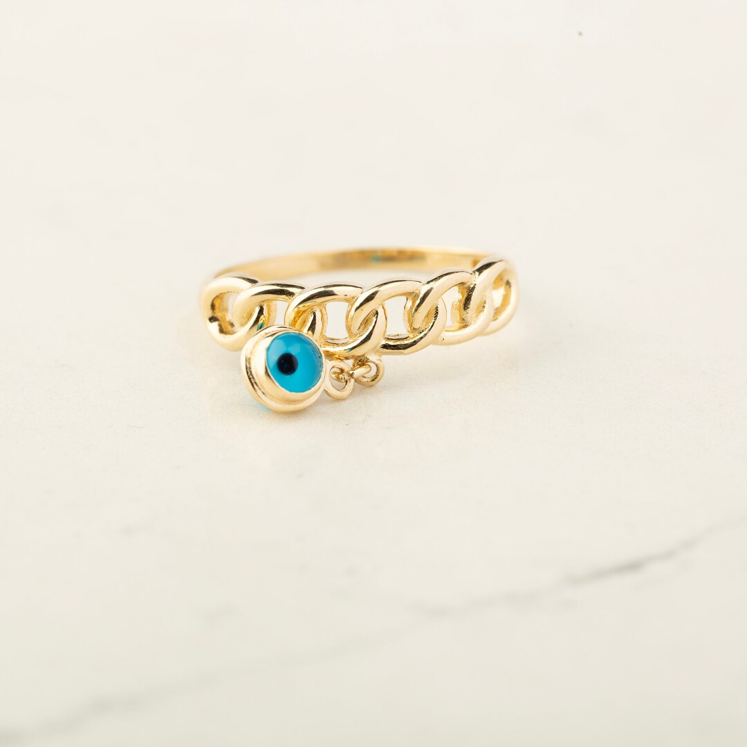 14K Solid Gold Cuban Chain Link Ring-14k Gold Bold Chain Ring-14k Gold ...