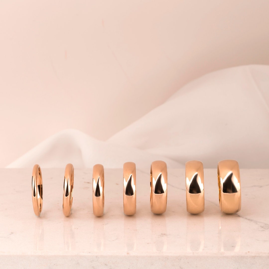 14k Real Rose Gold Personalized Wedding Bands With Free Engraving ...