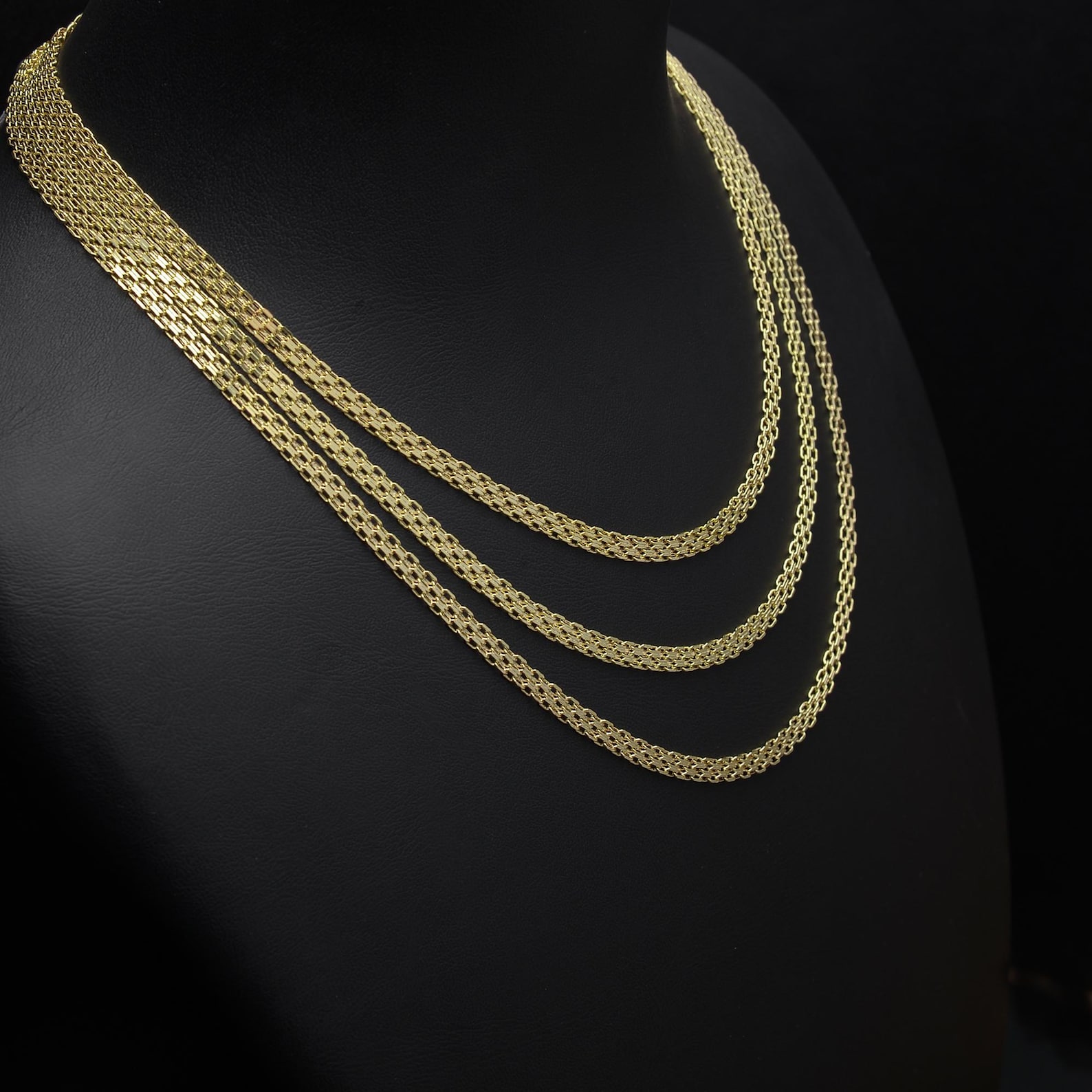 14K Gold Bismark Necklace, 14K Gold Bismark Chain, Gold Chain Necklace ...