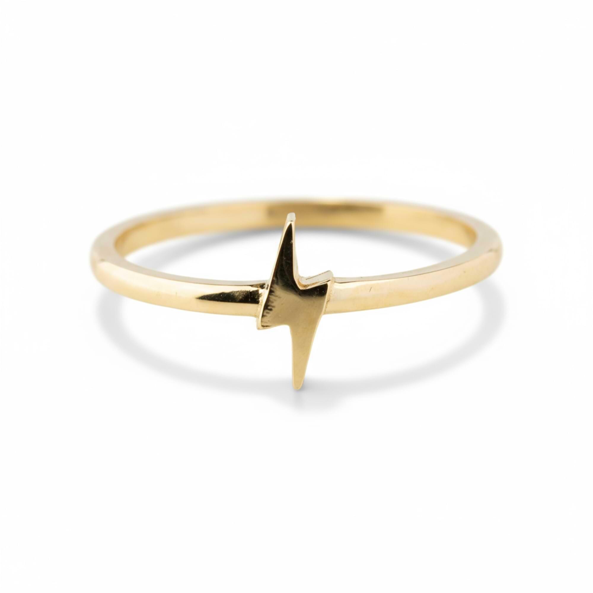 14K Solid Gold Thunderbolt Ring: Dainty Lightning Bolt Design - Etsy